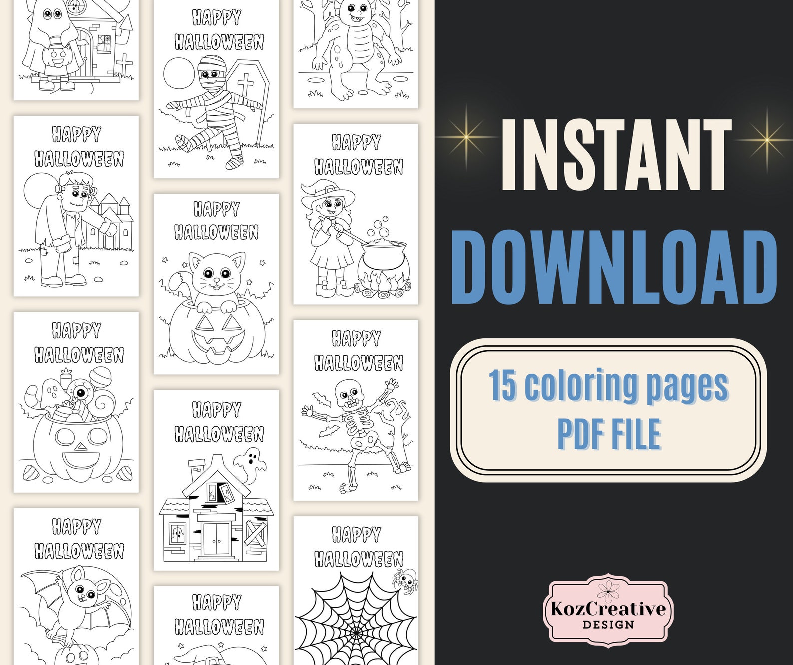15 Halloween Coloring Pages, Coloring Sheets for Kids, Halloween ...