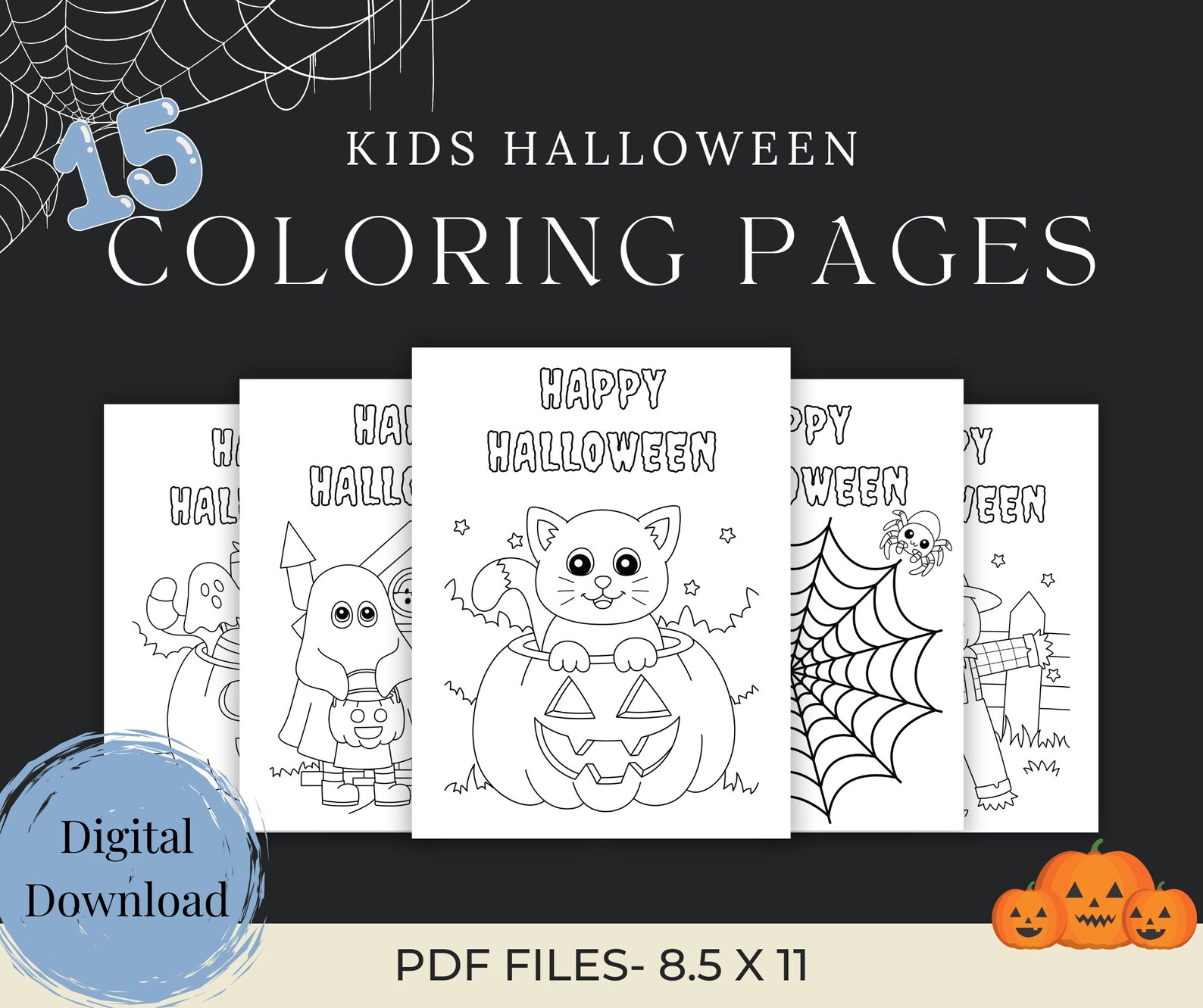 15 Halloween Coloring Pages, Coloring Sheets for Kids, Halloween ...