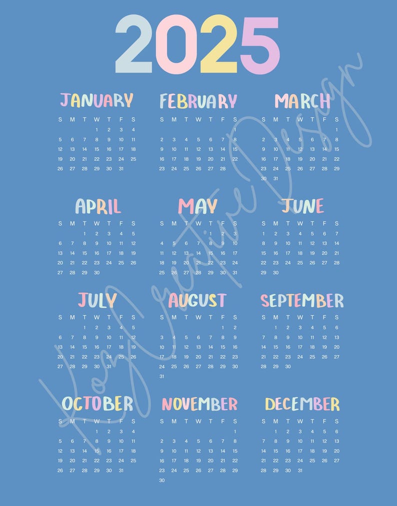 Color Calendar 2025 Png, Transparent Background, Printable Calendar ...