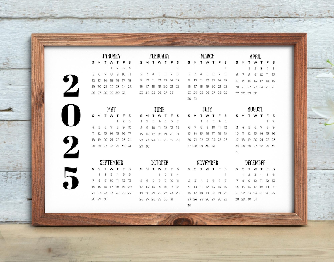 Horizontal Calendar 2025 Png, Transparent Background, Printable ...