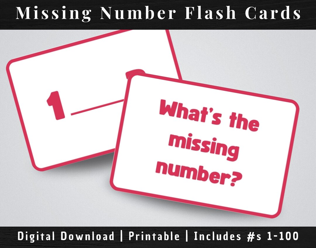 Missing Number Flash Card, Educational Missing Numbers Cards for Kids ...