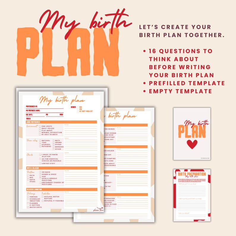 Birth Plan Template | Birth Preferences Planner | Birth Preparation ...
