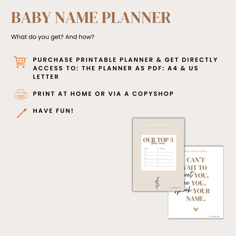 Baby Name Planner Printable Beige Flowers | Baby Name Tracker for ...