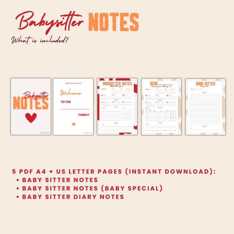 Babysitter Instructions | Printable Baby Sitter Template | Nanny Notes ...