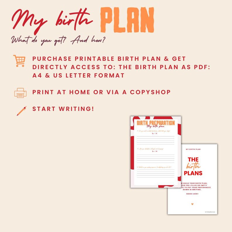 Birth Plan Template | Birth Preferences Planner | Birth Preparation ...