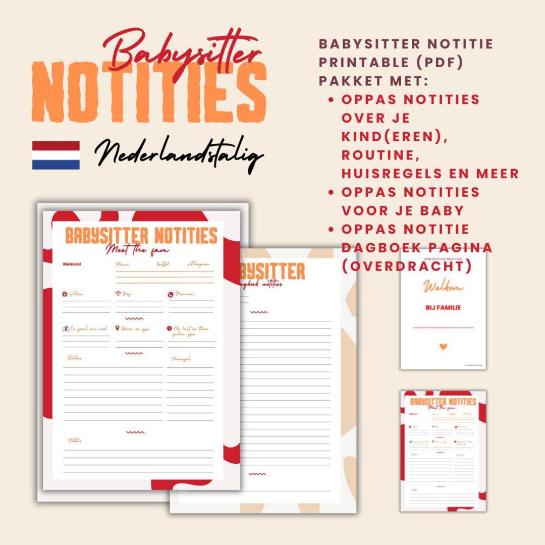 Babysitter Instructies | Nederlands Babysitter Printable | Dutch ...