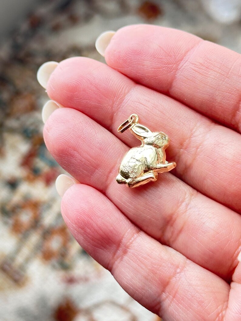 9k Solid Gold Bunny Charm – 3D Rabbit Pendant for Necklace or Bracelet ...