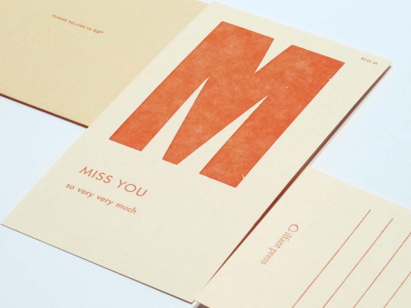 Miss You Letterpress Printed Flashcard Notecard - Etsy Denmark