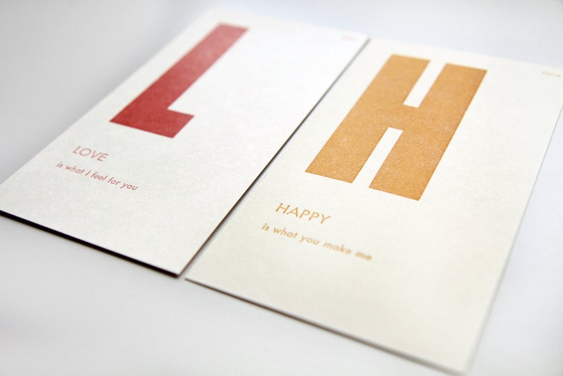 Valentine double love set letterpress printed flashcard - Etsy 日本