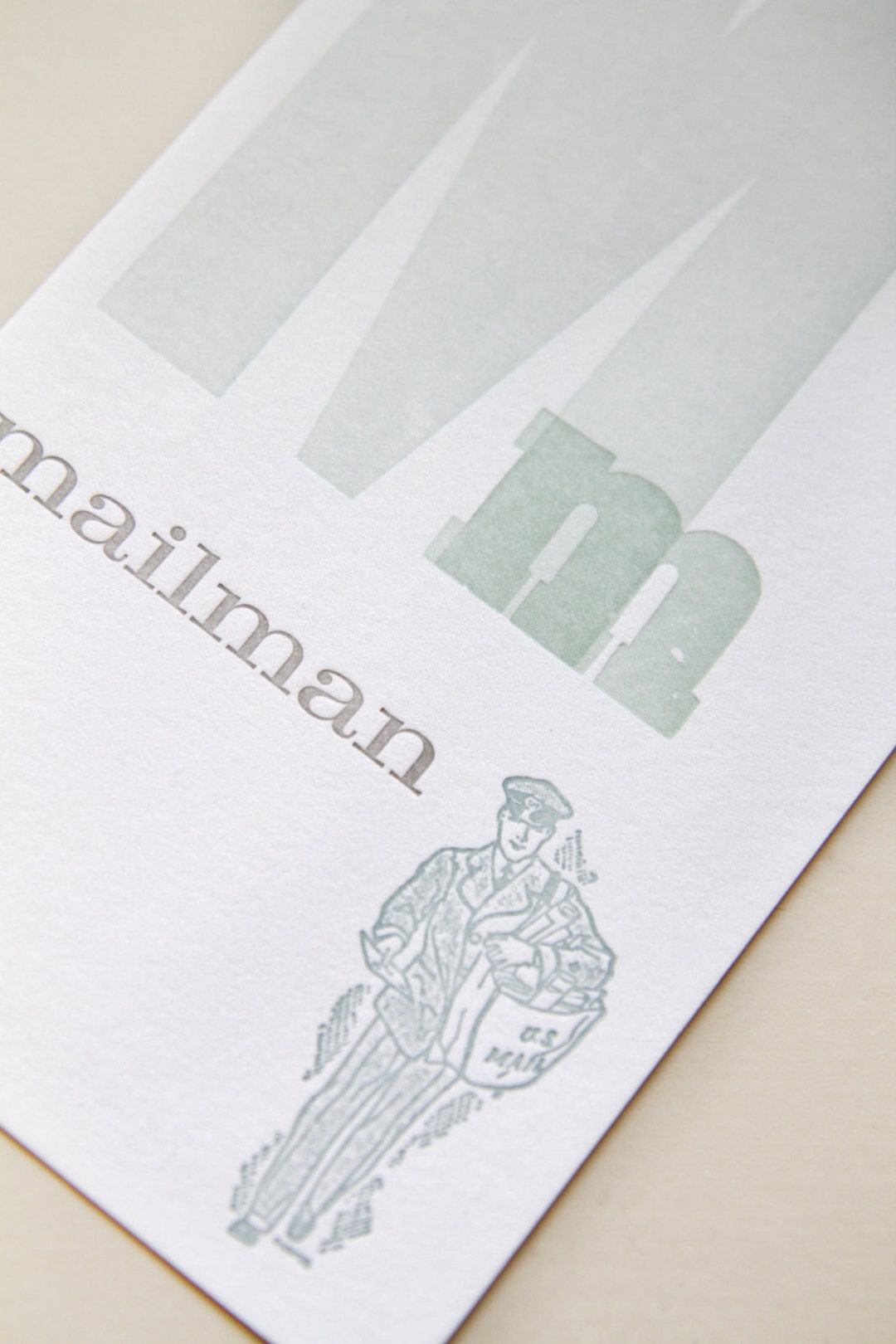 Tarjeta flash Mailman postal impresa de letterpress - Etsy España