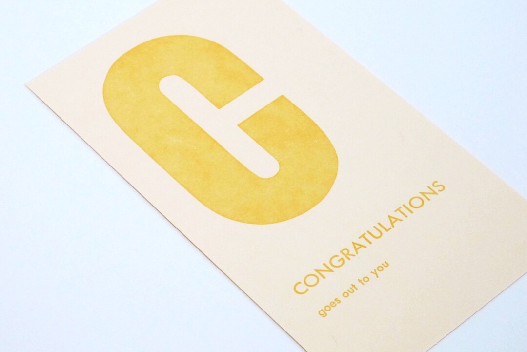Congratulations - Letterpress Printed Flashcard Notecard - Etsy