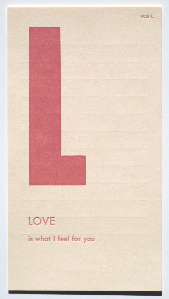 Love - Letterpress Printed Flashcard Notecard - Etsy