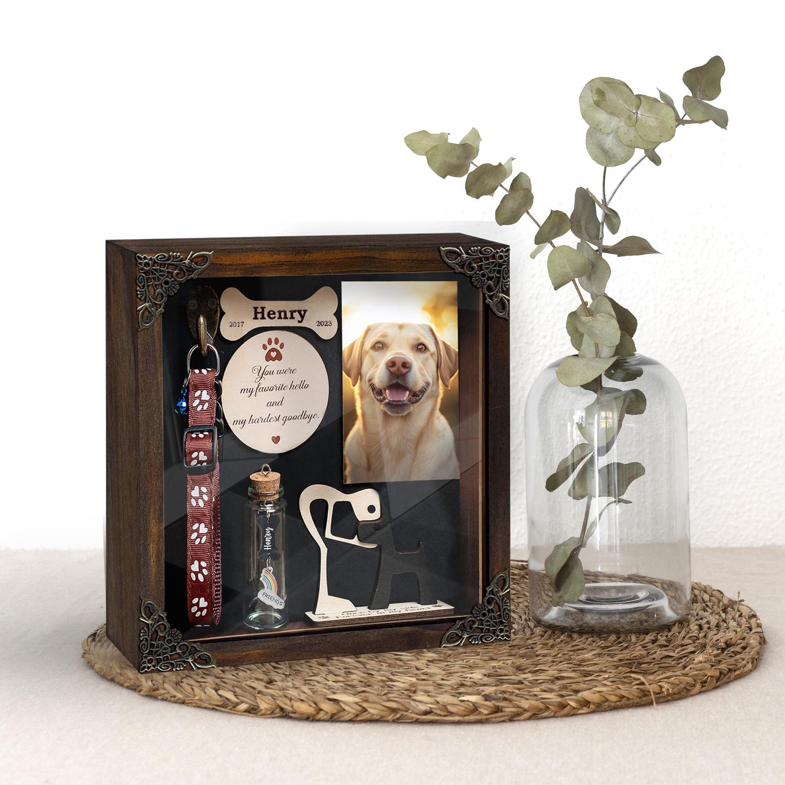 Cat Memorial Keepsake Shadow Box, Loss Pet Remembrance, Handwritten ...