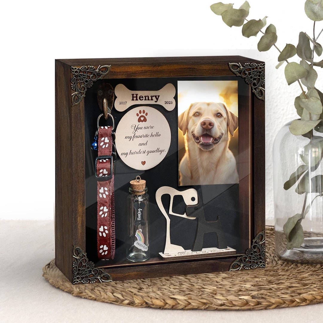 Dog Memorial Keepsake Shadow Box, Loss Pet Remembrance, Dog Cat ...