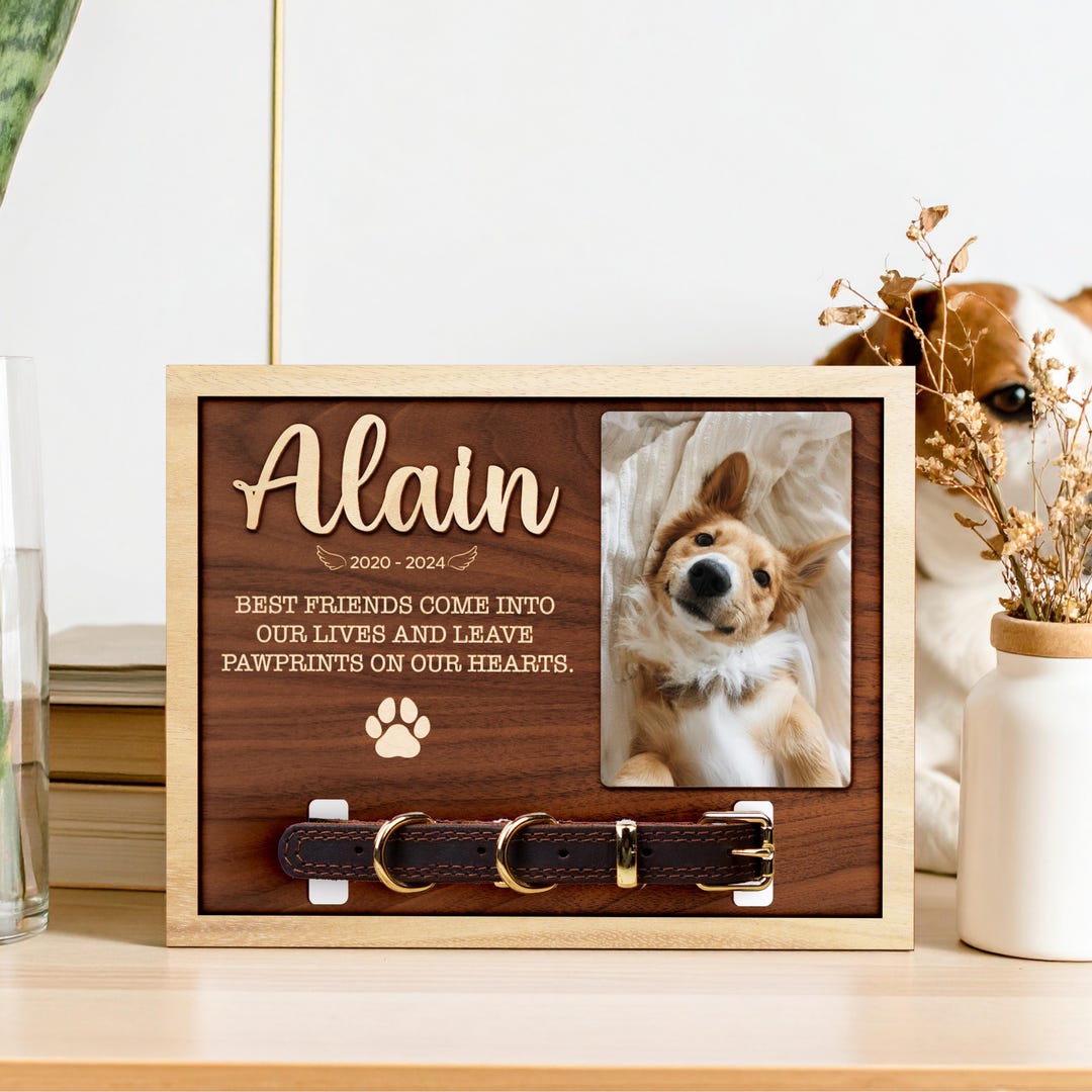 Personalized Memorial Pet Collar Holder Sign, Dog Memorial Frame With ...