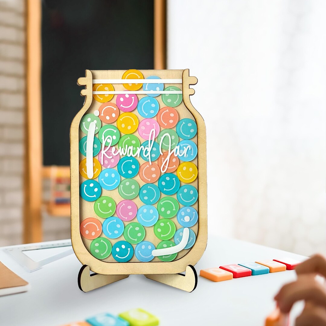 Smiley Face Reward Jar, Personalised Gift for Teacher, DIY Reward ...