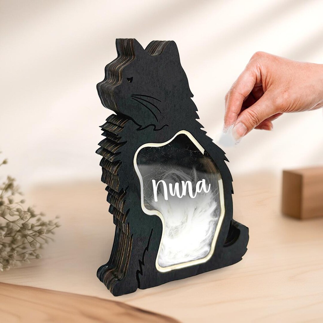 Personalized Cat Fur Keepsake Memorial Box,wooden Cat Hair Memorial,pet ...