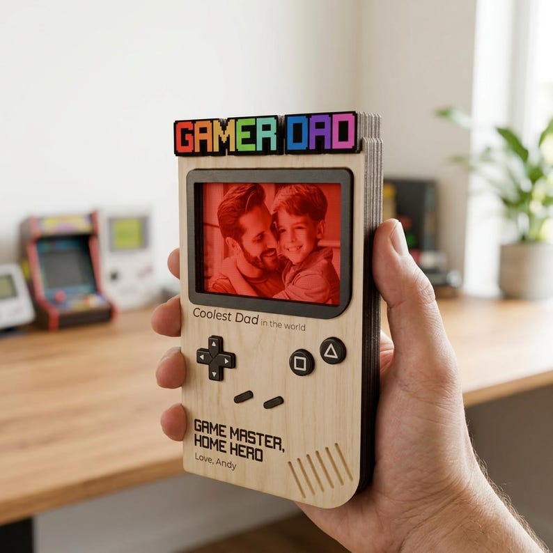 Custom Gamer Dad Wooden Plaque, Retro Game Console Photo Gift ...