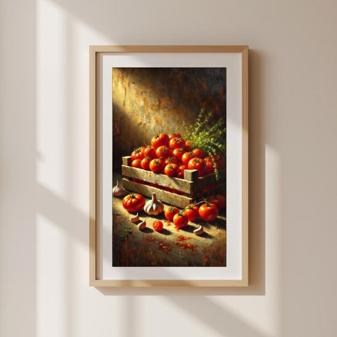 Sun‑ripened Tomatoes in Crate – Rustic Kitchen Still Life (digital ...