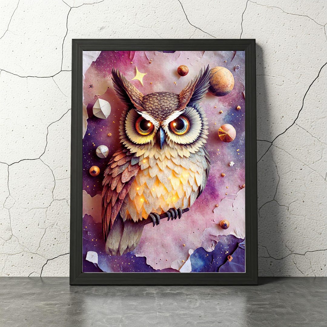 Celestial Owl, Owl, Owl Painting, Owl JPG, Owl Prints, Owl Printable ...