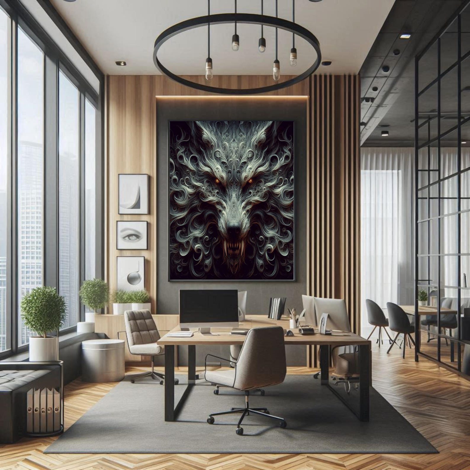 Spooky Abstract Wolf Digital Art Print, Wall Art, Ai-generated, AI Art ...