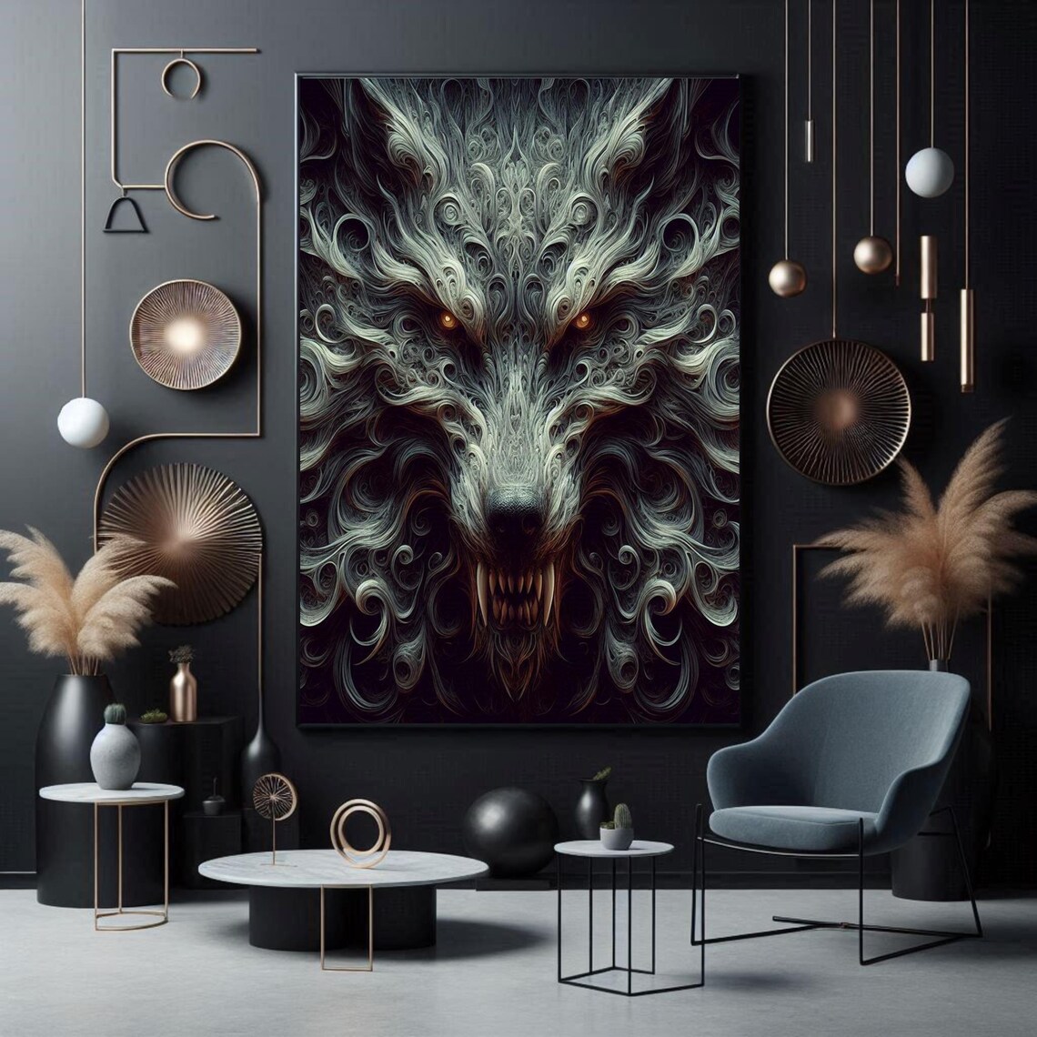 Spooky Abstract Wolf Digital Art Print, Wall Art, Ai-generated, AI Art ...