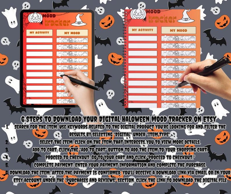Halloween Mood Tracker Printable Tracker A3, A4 and A5 Size Digital ...