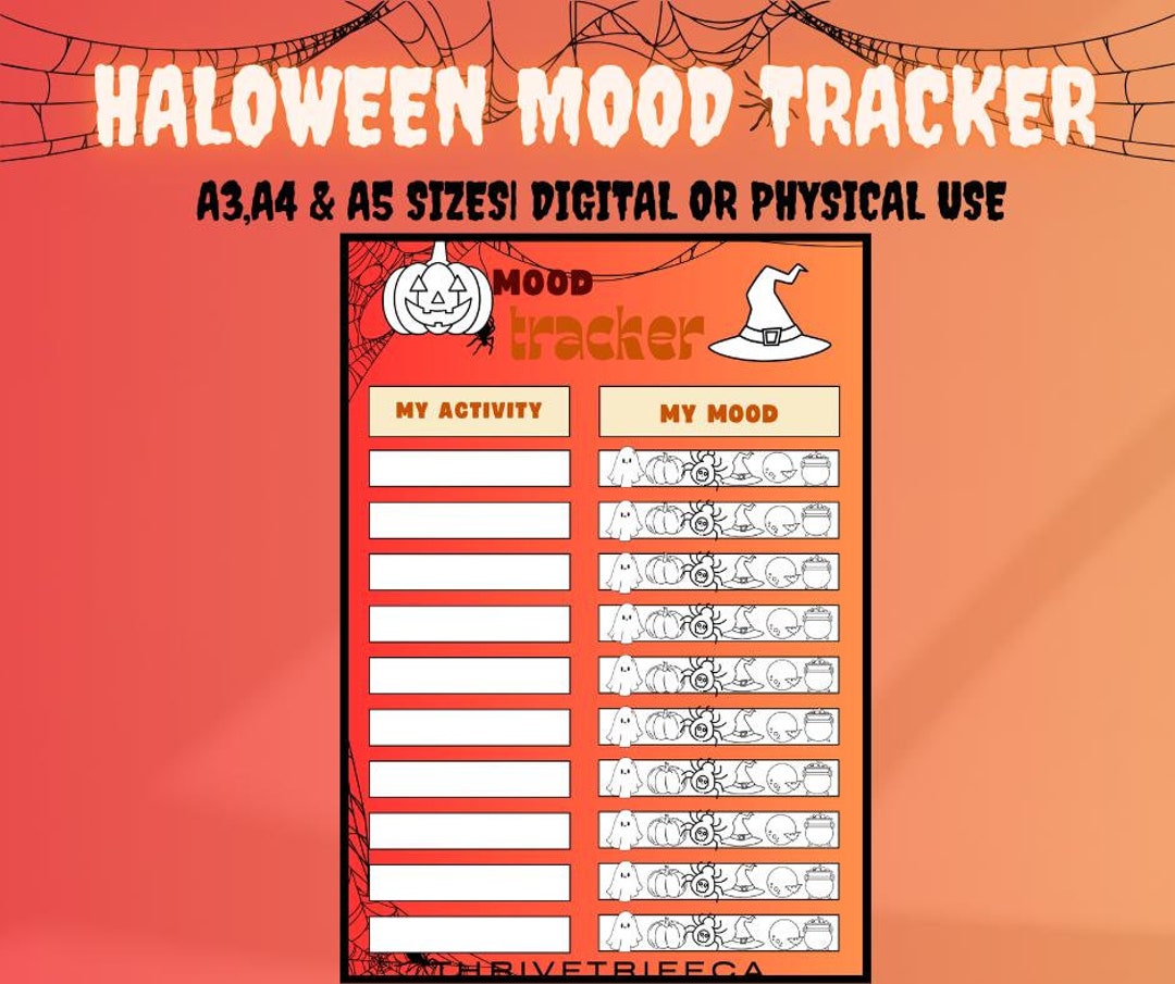 Halloween Mood Tracker Printable Tracker A3, A4 and A5 Size Digital ...