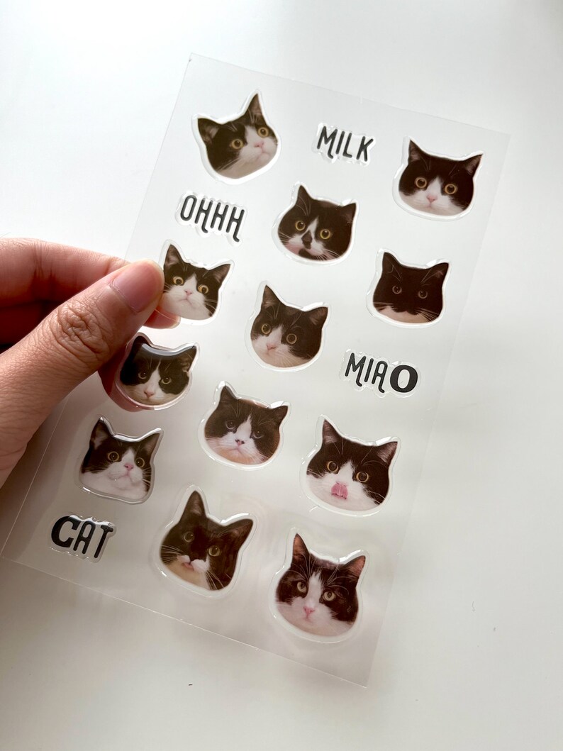 Tuxedo Cat Stickers, Kitten Stickers, Cute Cat Head Stickers, Laptop ...