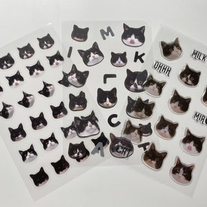 Tuxedo Cat Stickers, Kitten Stickers, Cute Cat Head Stickers, Laptop ...