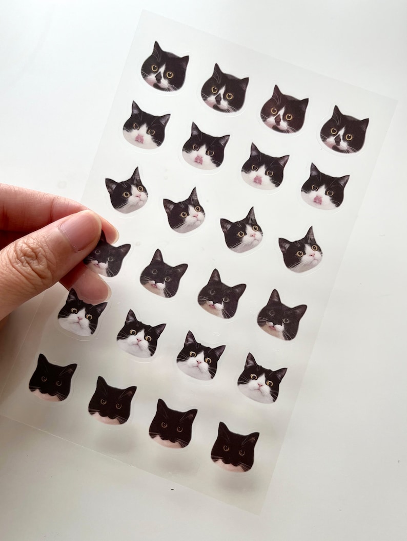 Tuxedo Cat Stickers, Kitten Stickers, Cute Cat Head Stickers, Laptop ...