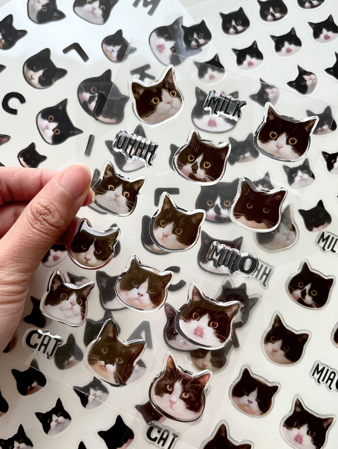 Tuxedo Cat Stickers, Kitten Stickers, Cute Cat Head Stickers, Laptop ...