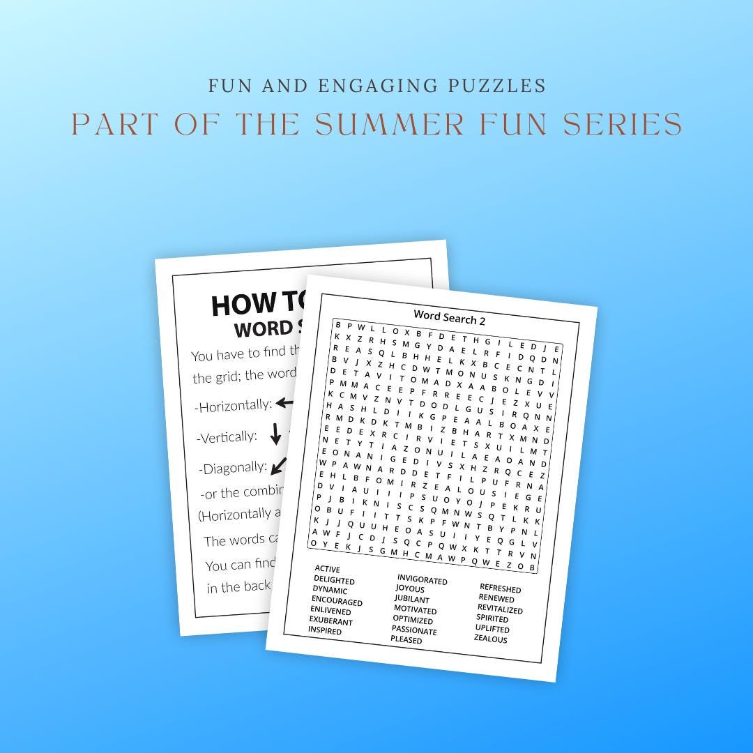 Summer Word Search, Printable Puzzles, Kids and Adults, Summer Word ...