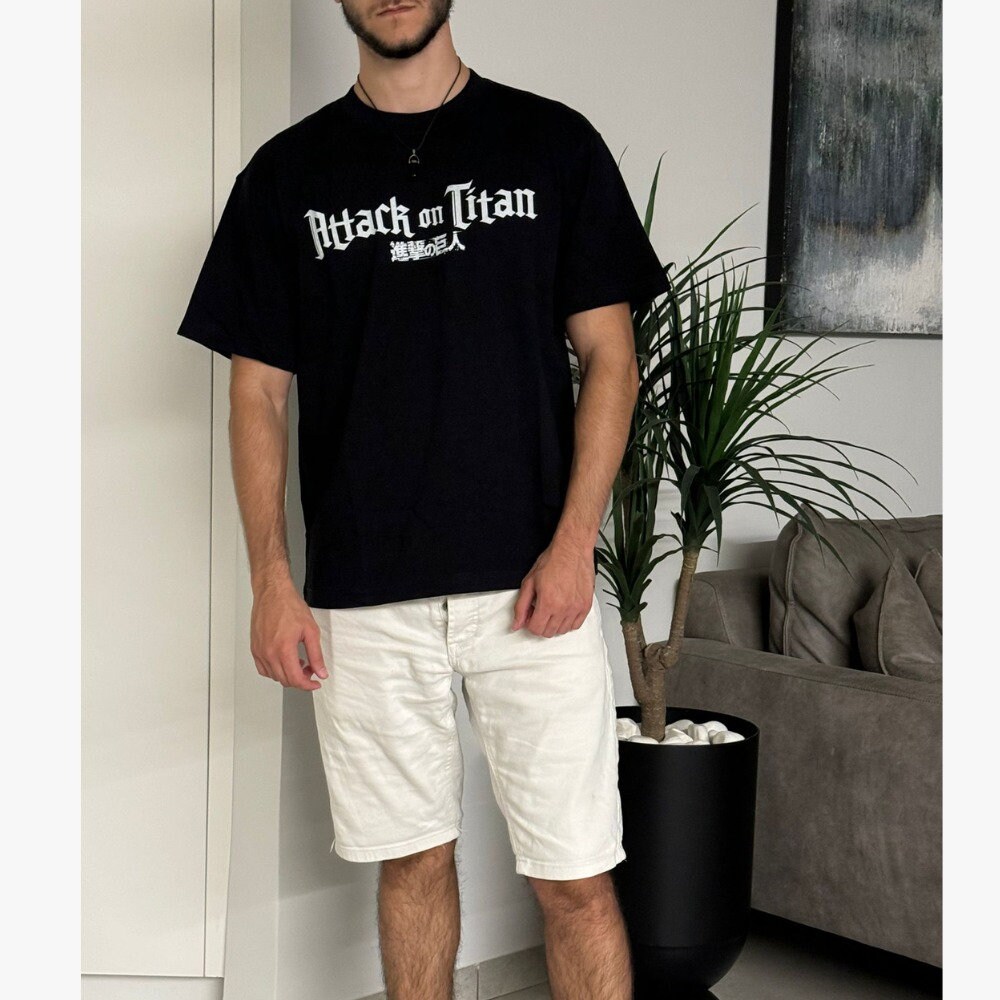 Attack on Titan T-shirt Armored Titan Graphic Tee Anime Manga Black ...