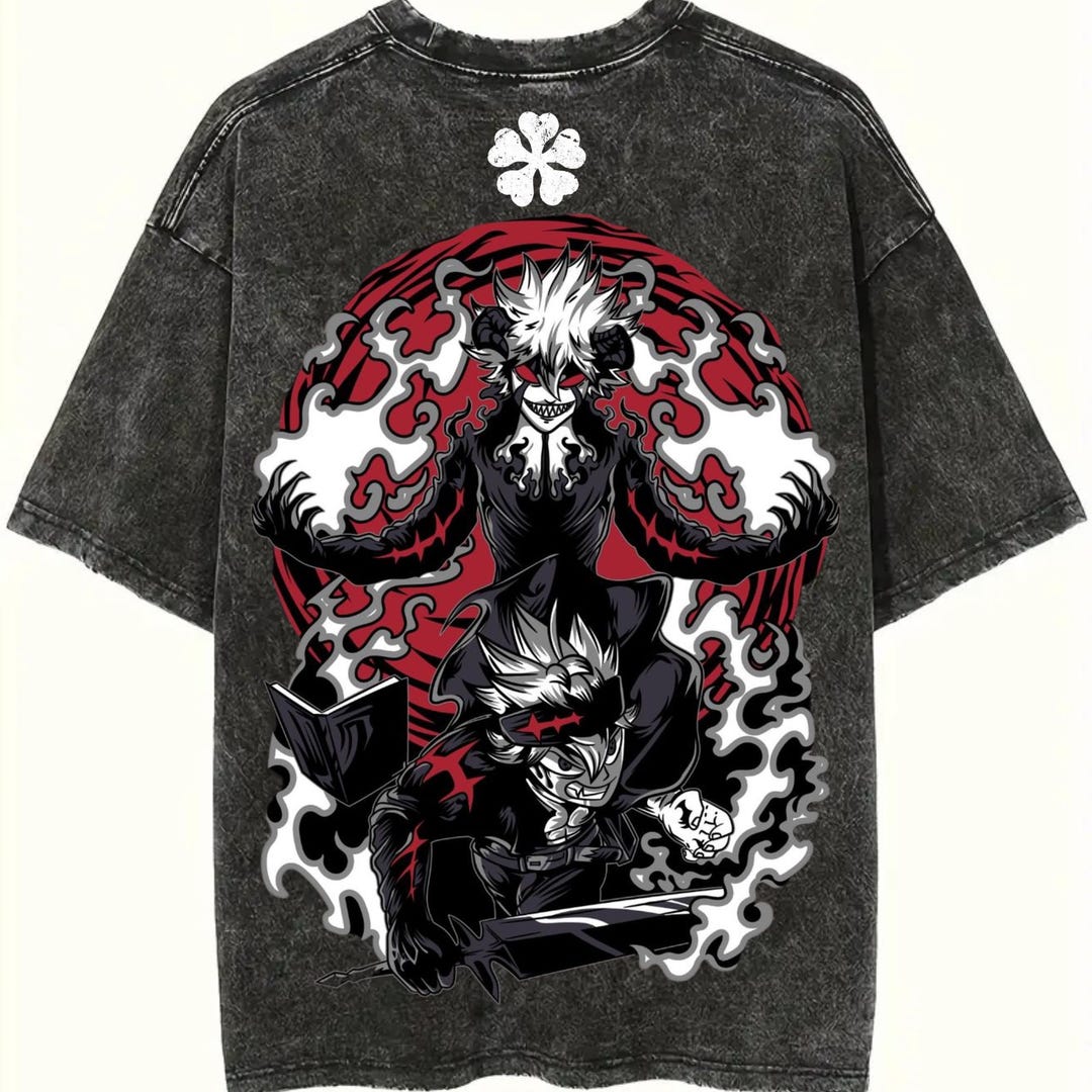 Black Clover T Shirt - Asta Anti Magic Shirt - Vintage Washed Anime ...