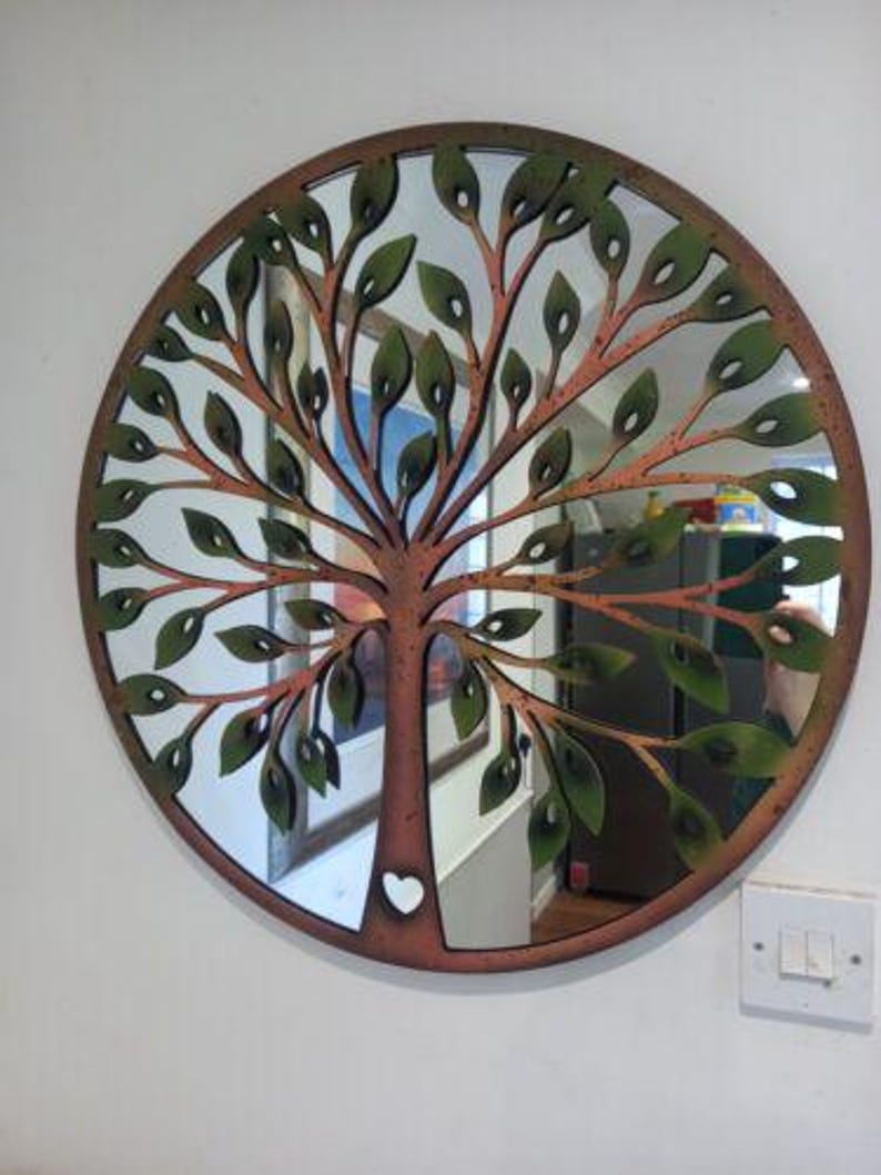 Rustic Tree of Life Mirror: Aged Metal Wall Art (64cm) - Etsy UK