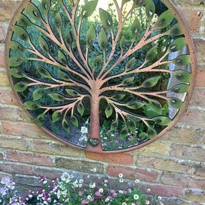 Rustic Tree of Life Mirror: Aged Metal Wall Art (64cm) - Etsy UK