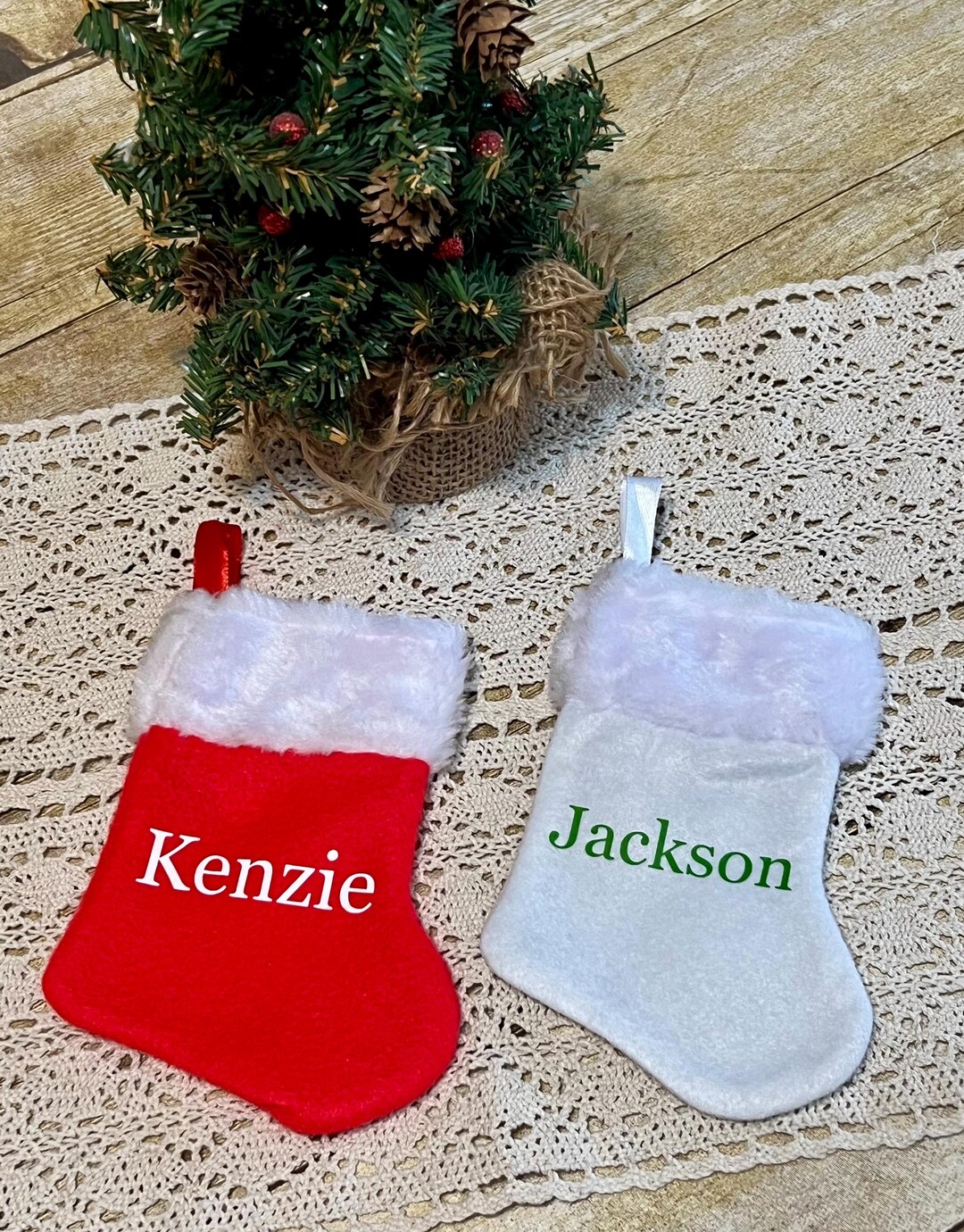 Christmas Mini Stocking, Personalized Name, Gift Card Holder, Small ...