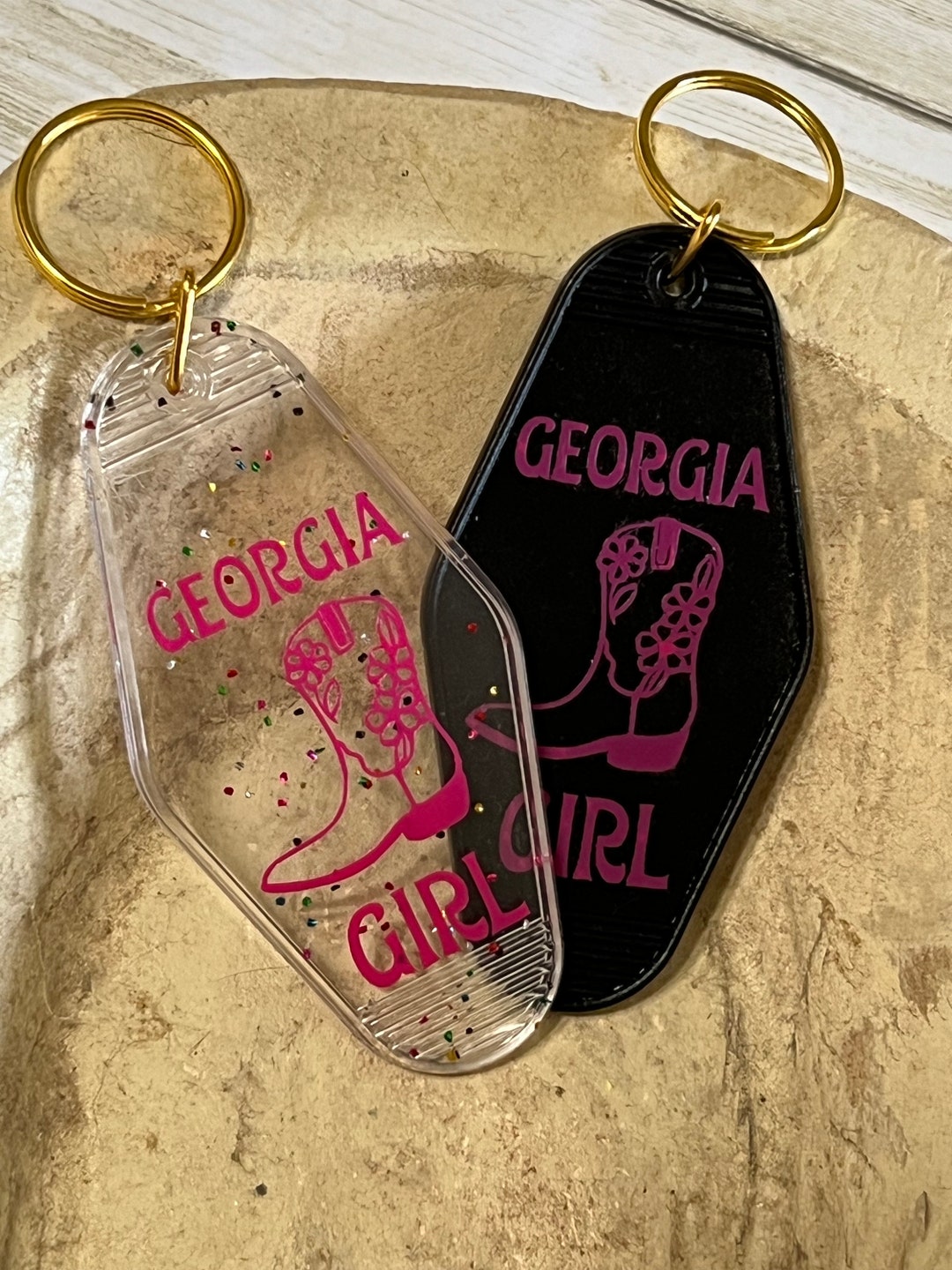 Acrylic Clear Keychain, State, Georgia, Boots, Girl Keychain, Motel ...