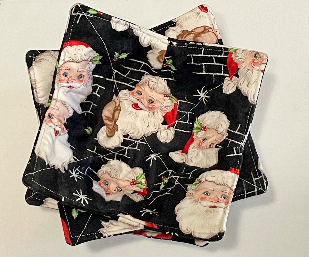Microwave Bowl Cozy Made With Winter, Holiday, Santa, Christmas, Fabric ...