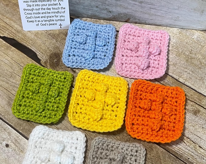 Handmade Crochet Prayer Square, Pocket Prayer , Spring Colors, Act of ...