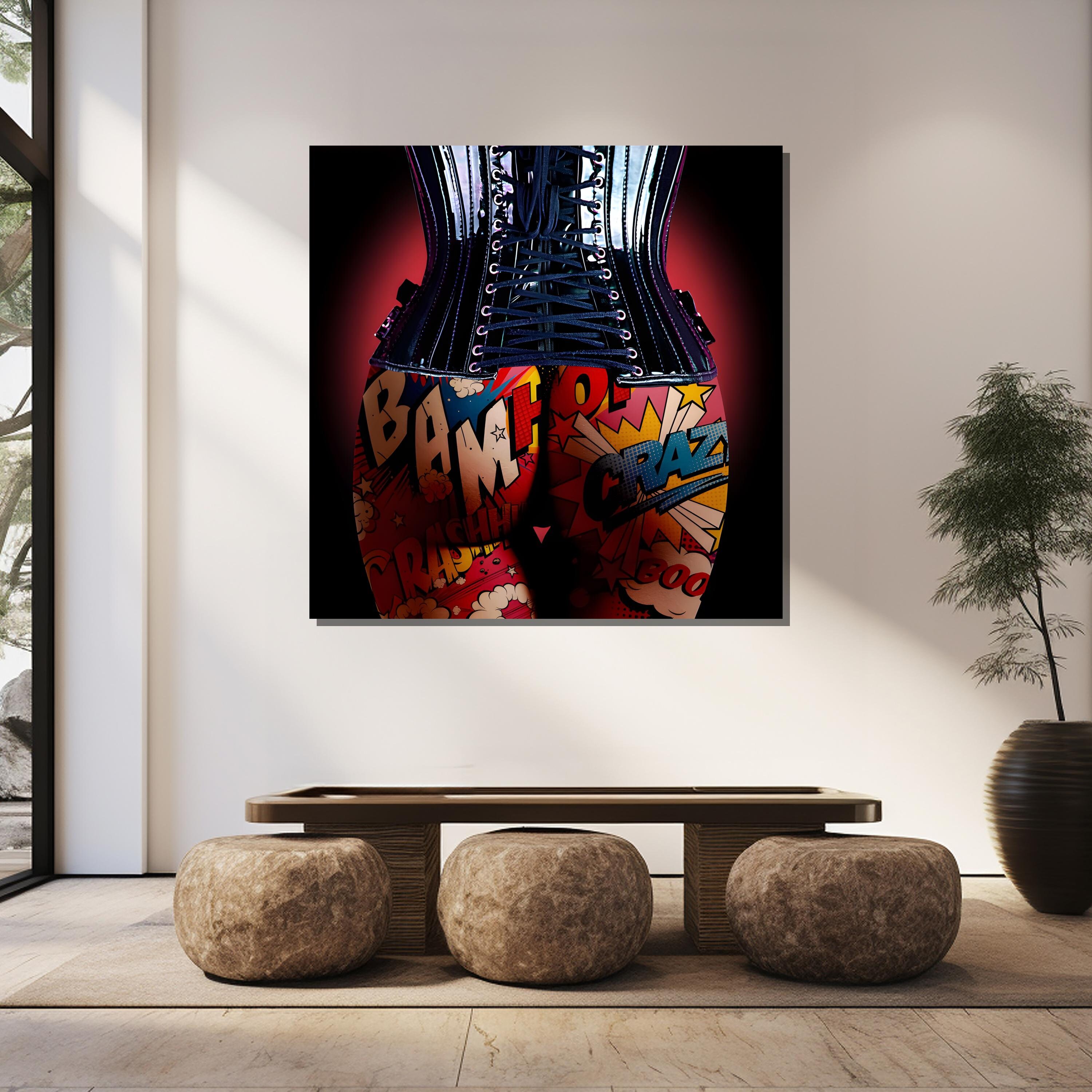 Pop Art Corset and Comic Design Canvas Bold Wall Art Modern Ready-to ...