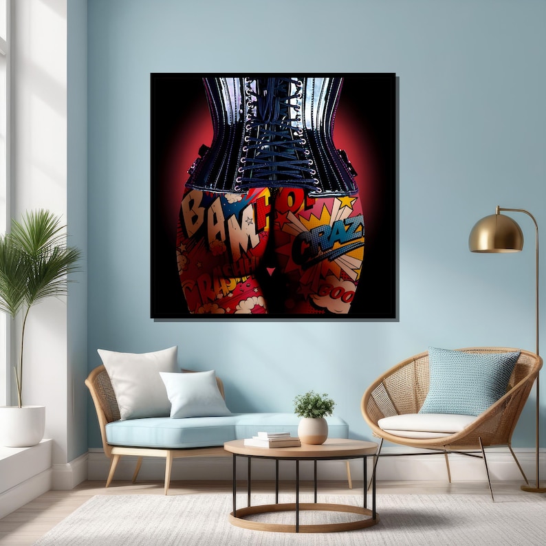 Pop Art Corset and Comic Design Canvas Bold Wall Art Modern Ready-to ...
