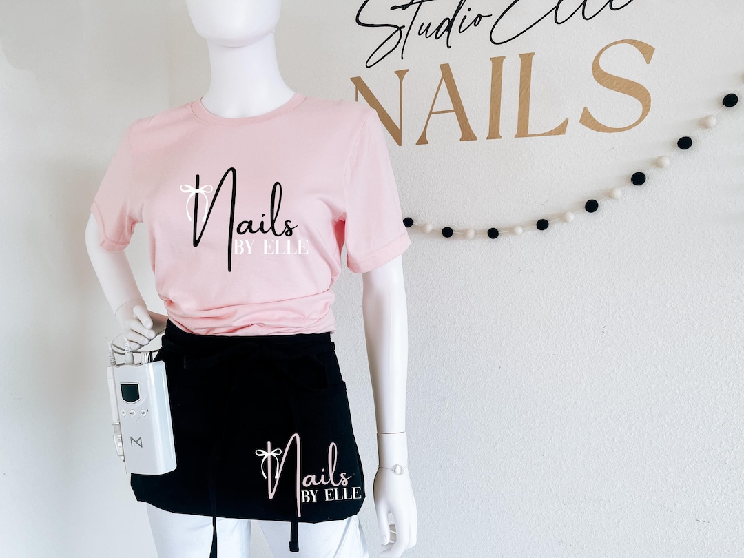 Customizable Nail Tech Uniform Set – T-shirt & Server Waist Apron ...