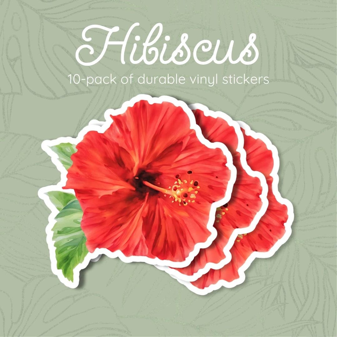 Red Hibiscus Flower Stickers (pack of 3) - Etsy