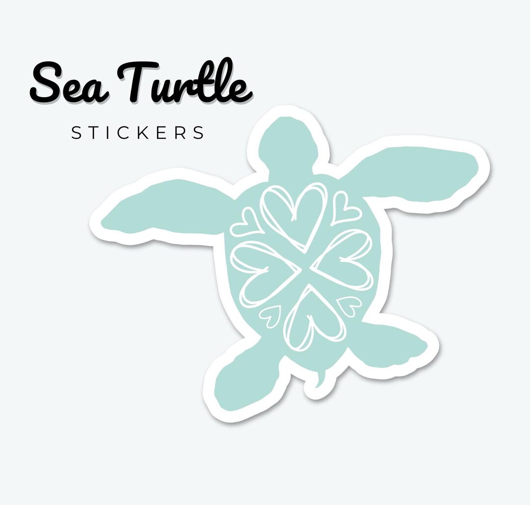 Turtle Sticker, Light Green With Heart Shell, Durable Vinyl - Etsy