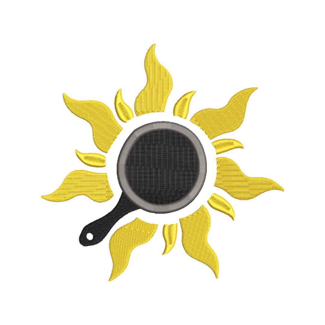 Tangled Sun Frying Pan Embroidery Stitch File Sun Embroidery Badge Design Tangled Embroidery ...