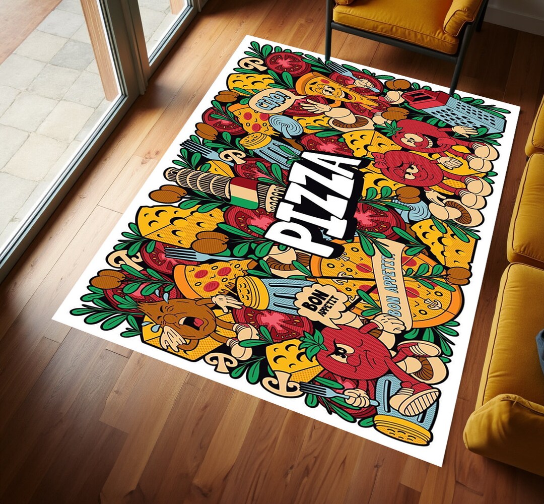 Pizza Rug,rug for Kitchen,vegetable Food Rugs,italian Pizza Flavors Rug ...