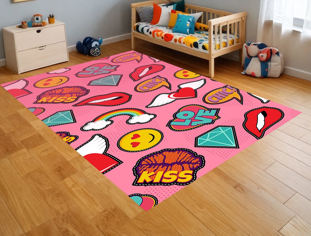Kiss Written Funny Carpet,red Lips Rug,love Kiss Rug,sweet Rug With ...
