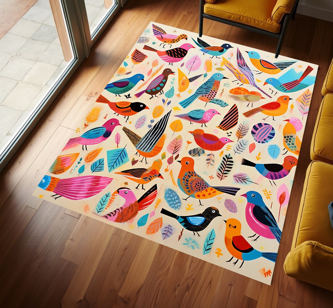 Colorful Bird Rug,leaf Birds Rug,colorful Leaf Rugs,bird Carpet,alaska ...